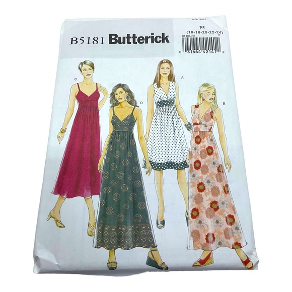 Butterick | Other | Butterick 581 Maximidi V Neck Dress Sewing Pattern ...